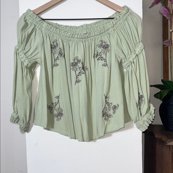 Shyanne | Tops | Shyanne Green Smocked Ruffled Blouse | Poshmark